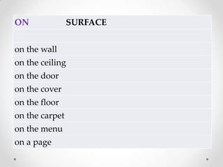 Prepositions of place at, in, on | PPTX
