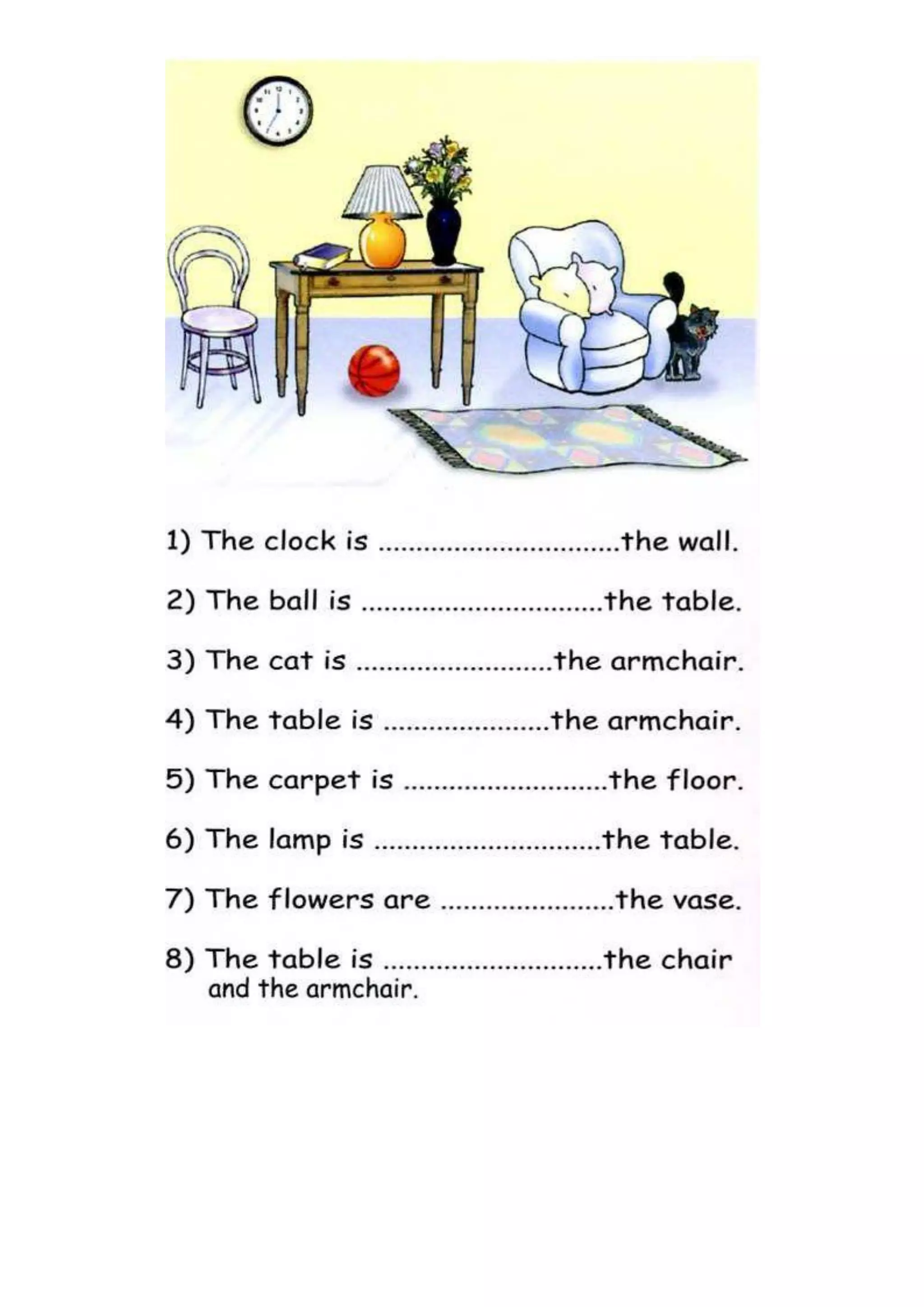 Prepositions of place exercises with pictures | PDF
