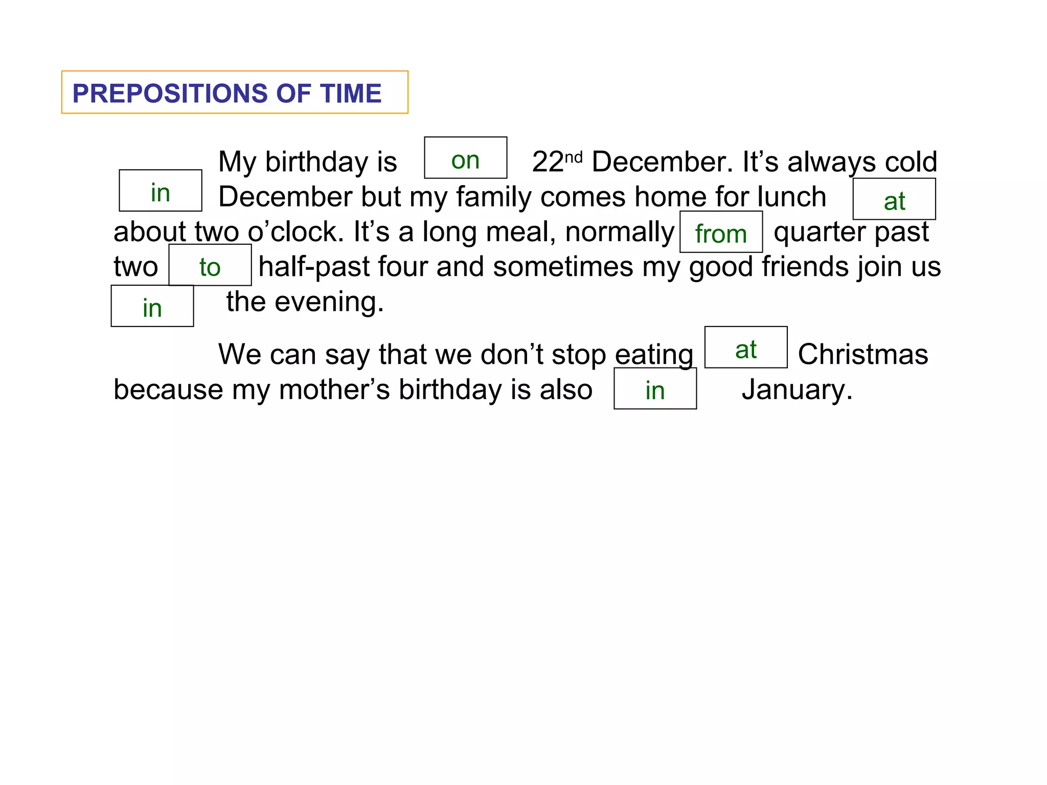 Prepositions of time | PPT