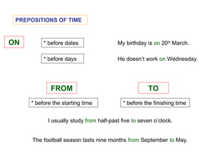 Prepositions of time | PPT