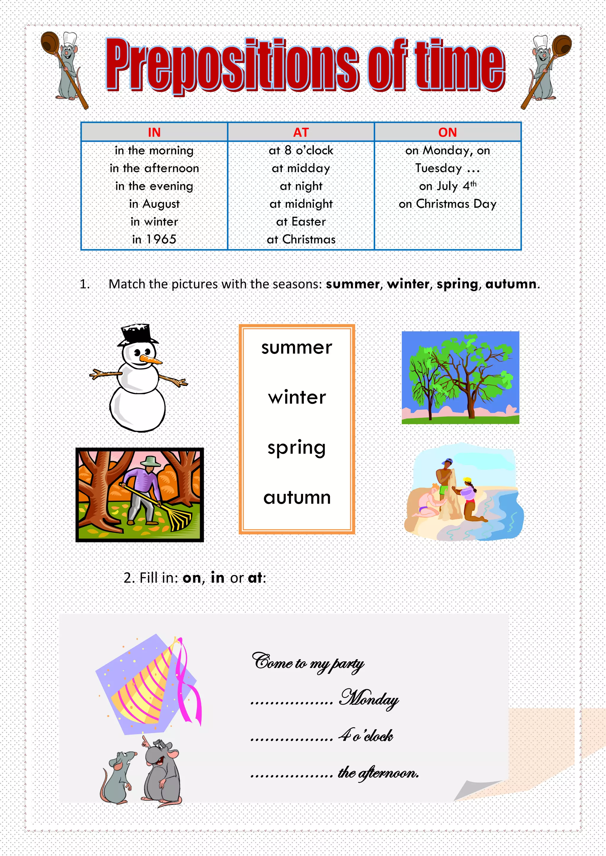 Prepositions of time | PDF