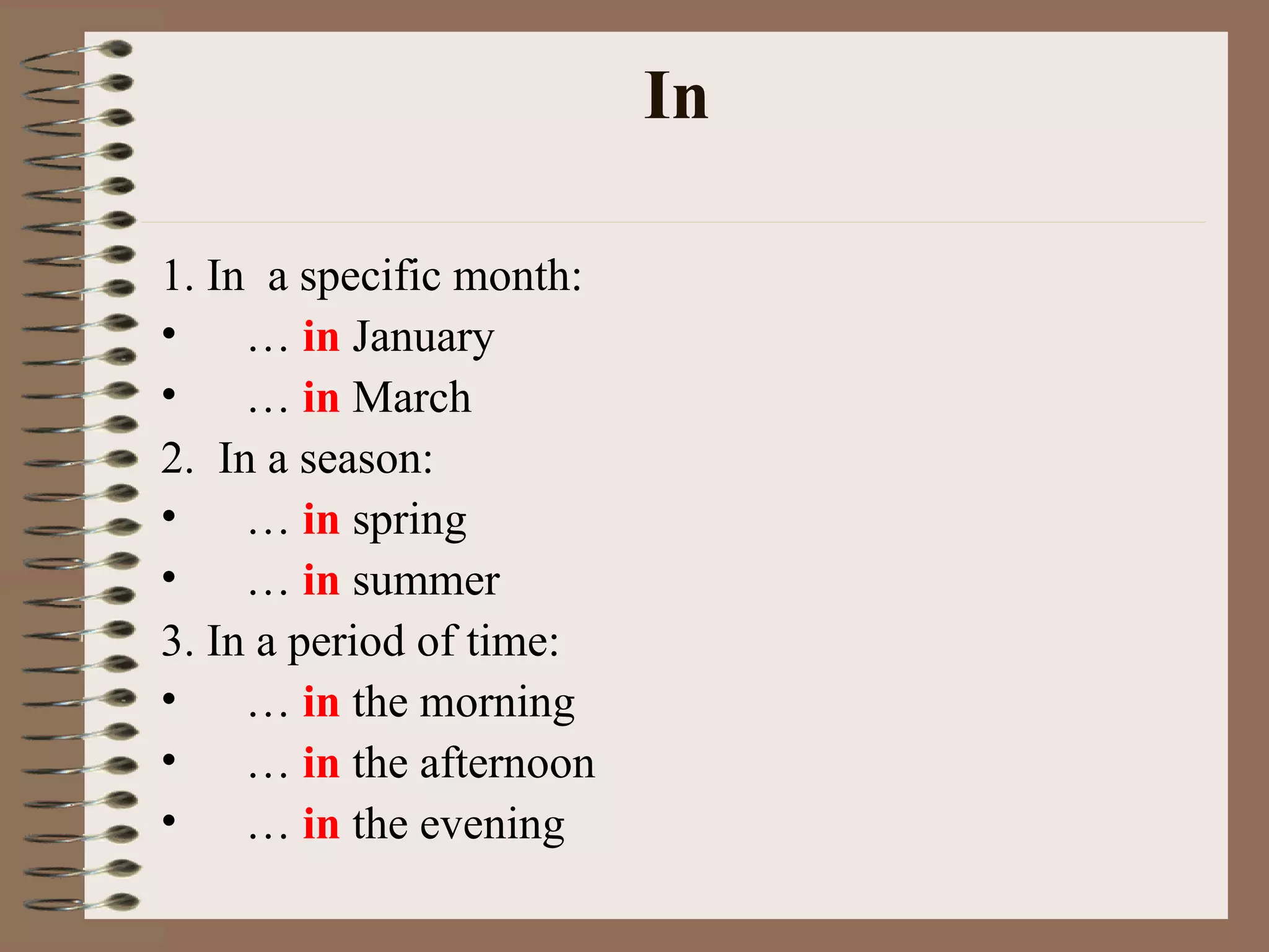 unit : 6 Days of the week and Prepositions of Time | PPT