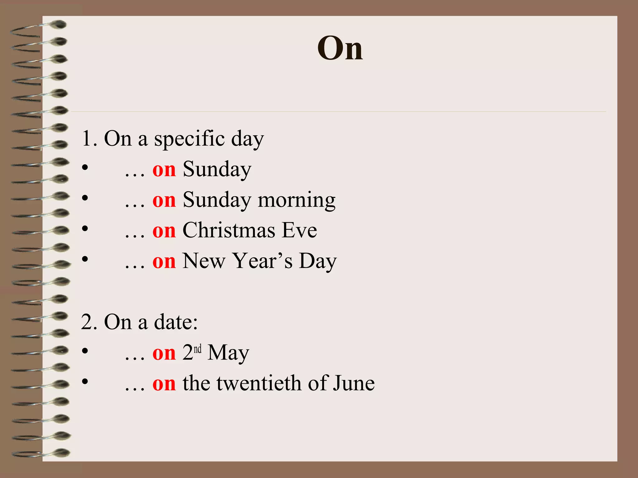 unit : 6 Days of the week and Prepositions of Time | PPT