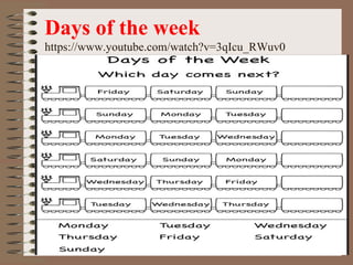 unit : 6 Days of the week and Prepositions of Time | PPT