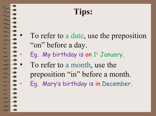 unit : 6 Days of the week and Prepositions of Time | PPT