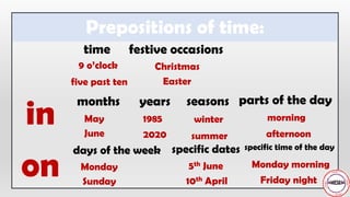 Prepositions of time: at, in, on | PDF