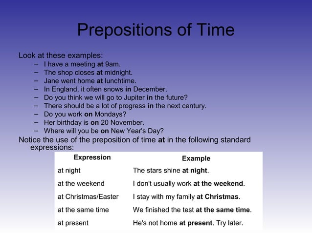 Prepositions of time and place | PPT | Television | Entertainment