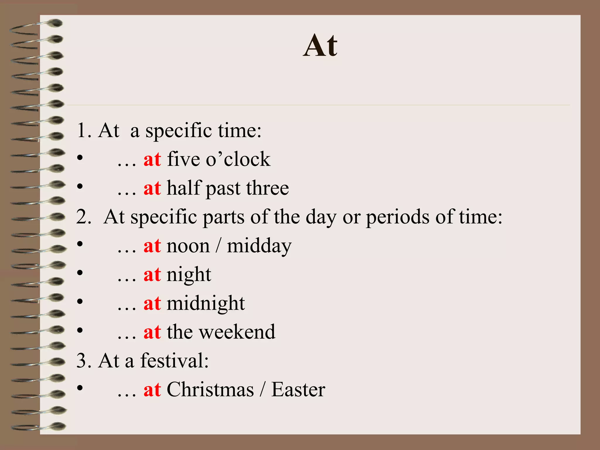 Prepositions of time_at_in_on | PPT
