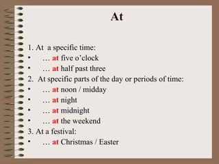 Prepositions of time_at_in_on | PPT