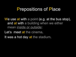 Prepositions of Place and Movement | PPT