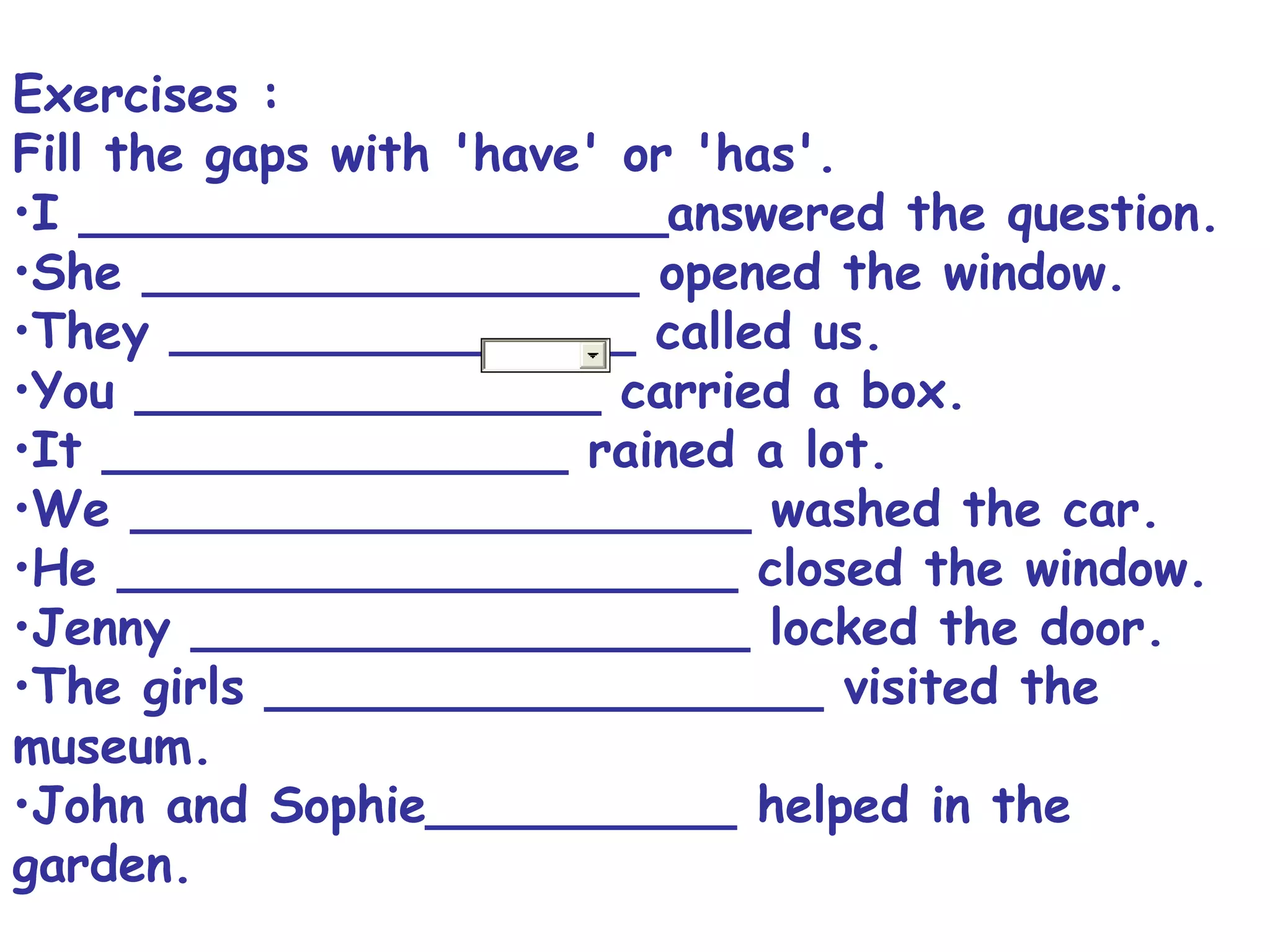 Prepositions, present perfect, should, connectors | PPT