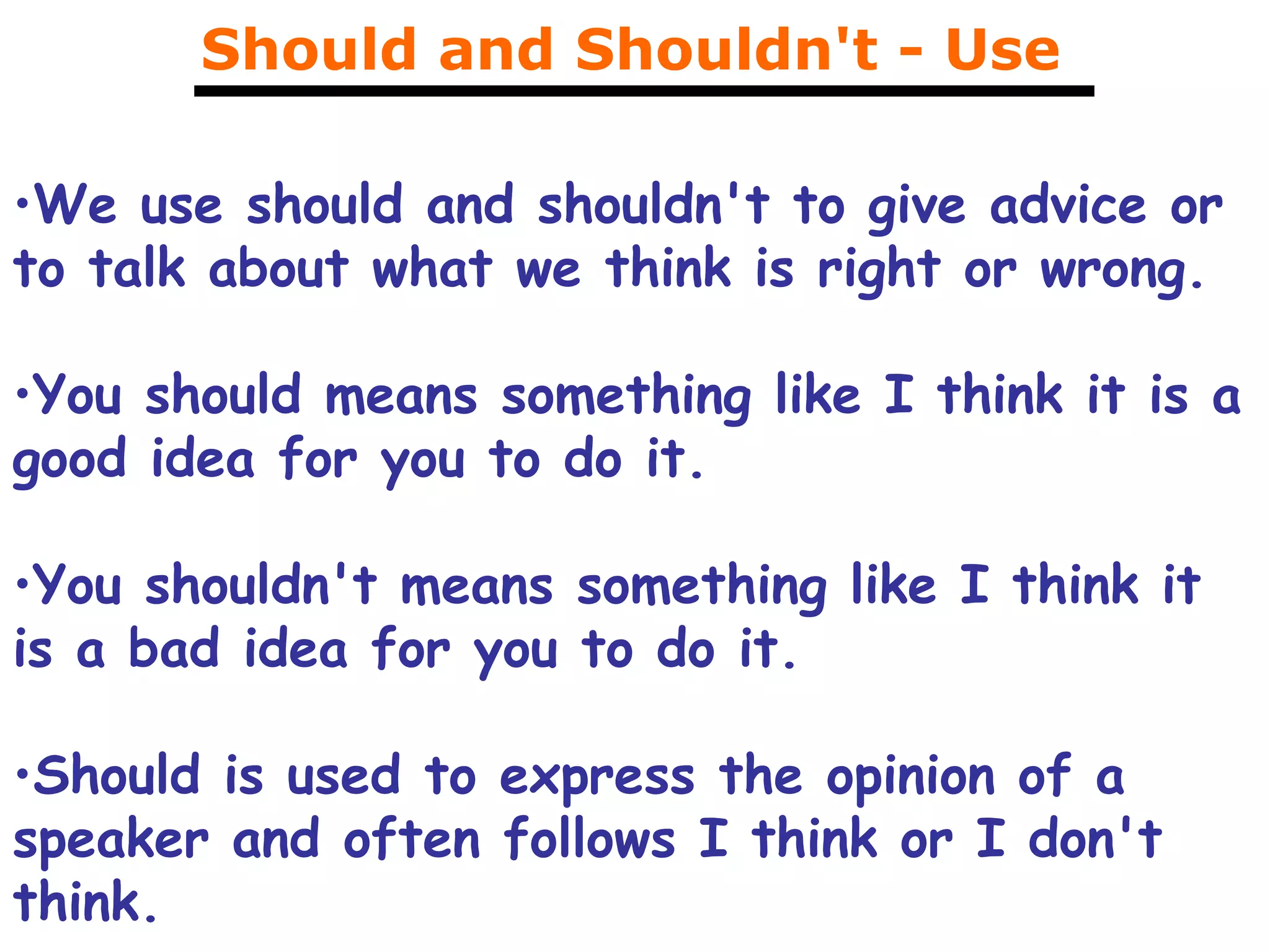 Prepositions, present perfect, should, connectors | PPT