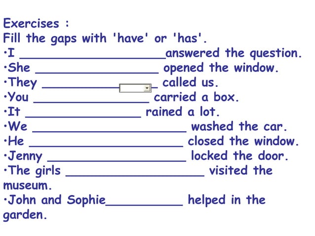 Prepositions, present perfect, should, connectors | PPT