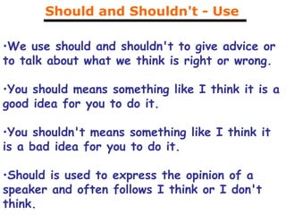 Prepositions, present perfect, should, connectors | PPT