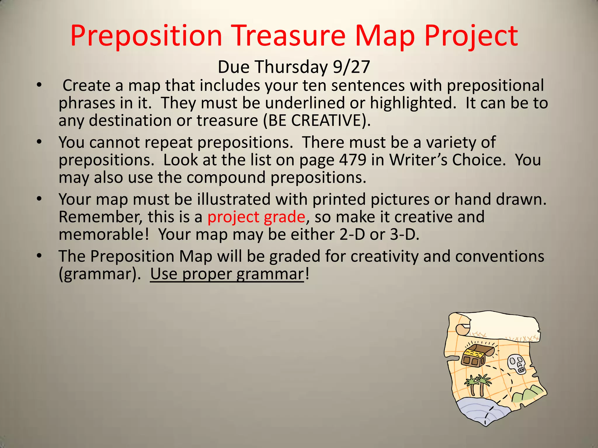 Preposition treasure map project | PPTX