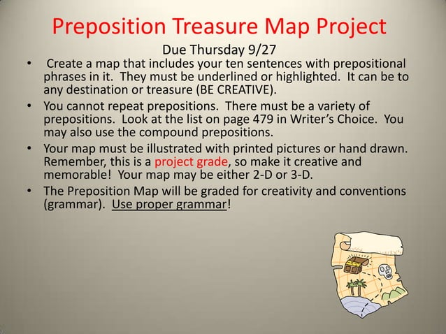 Preposition treasure map project | PPTX