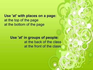 Preposition in- on-at | PPTX