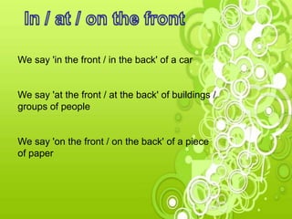 Preposition in- on-at | PPTX