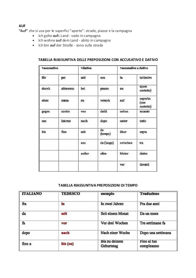Preposizioni con dativo e accusativo