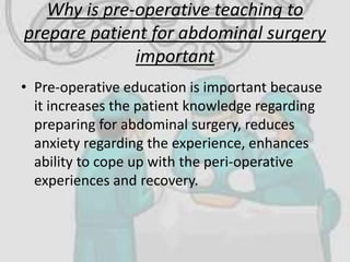 Pre & post operative physiotherapy in abdominal surgeries | PPTX