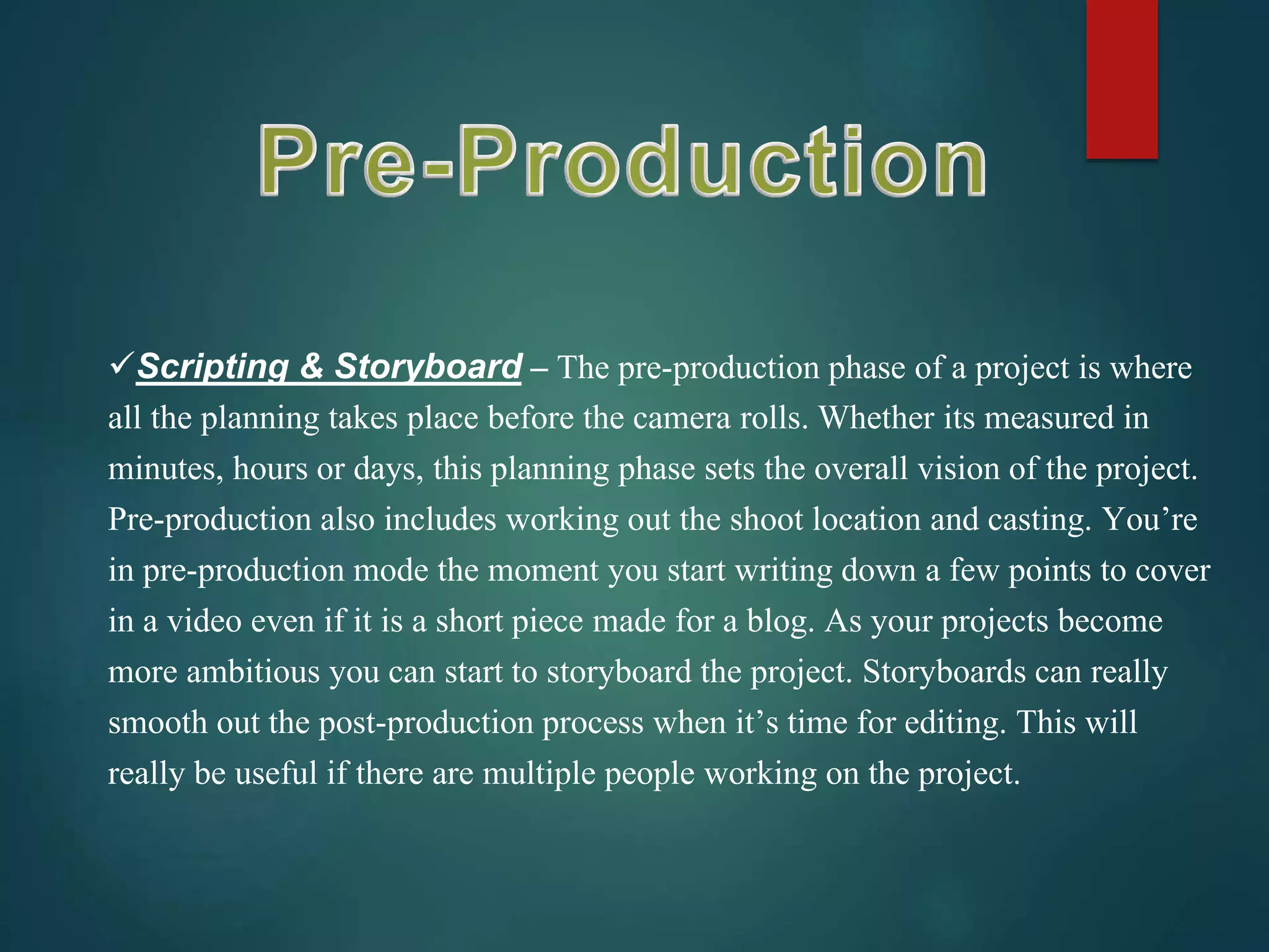 Pre-Production,Production and Post-Production PPT Presentation | PPTX
