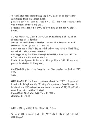 PREP PACKETewc(EWC) ENG 299ExamiNatioN of WritiNG .docx