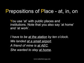 prepositions of place on, it, and at | PPT