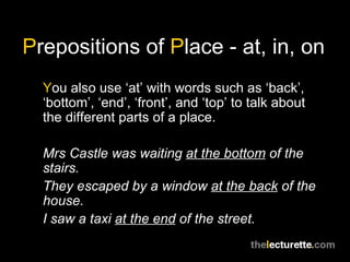 Prepositions of Place - at, in, on | PPT