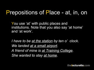 Prepositions of Place - at, in, on | PPT