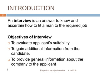 Prepration for a job interview | PPT
