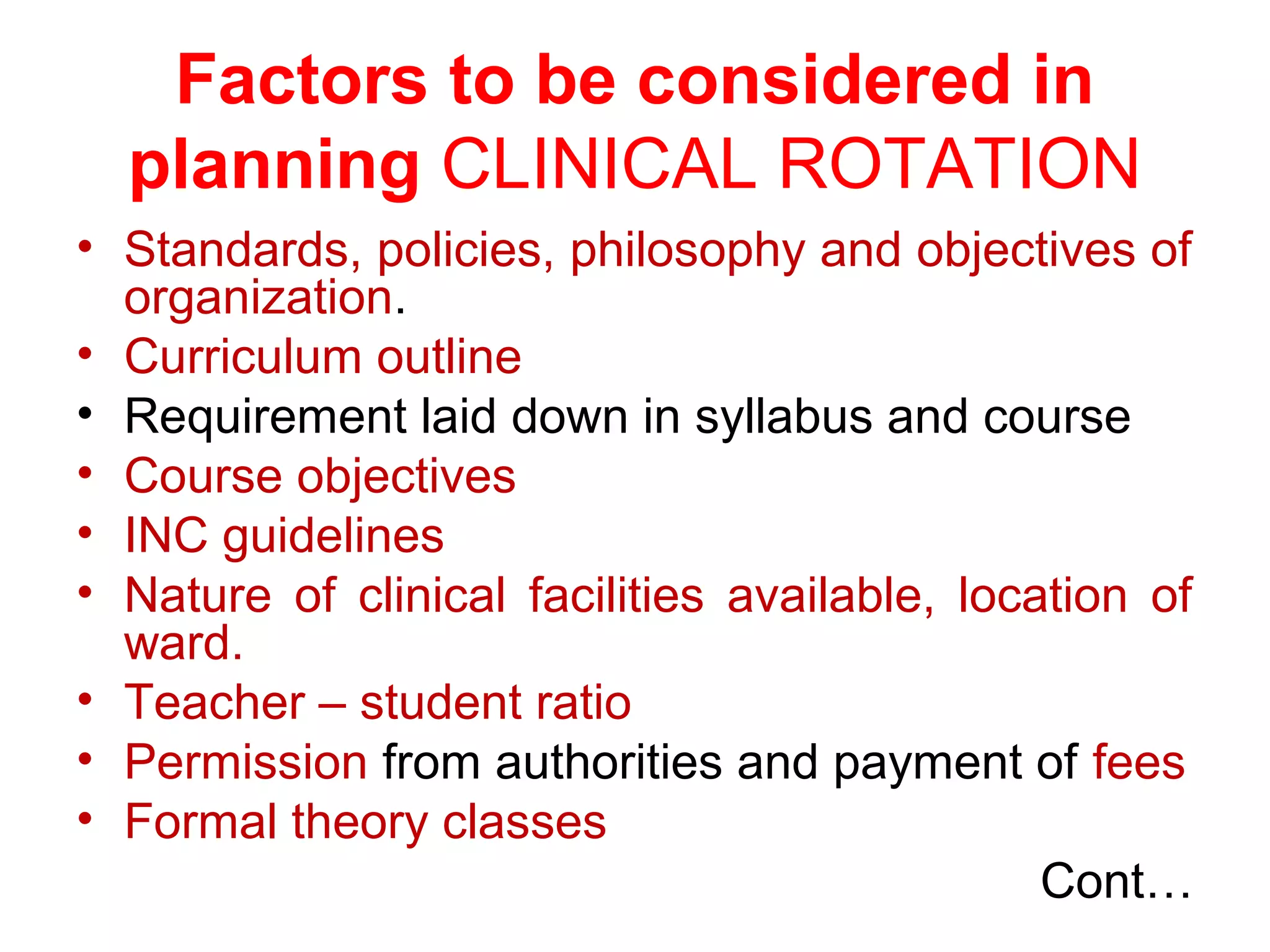Clinical rotation plan in NURSING -chandiran | PPT