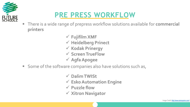 Pre press workflow | PPTX | Operating Systems | Computer Software and Applications