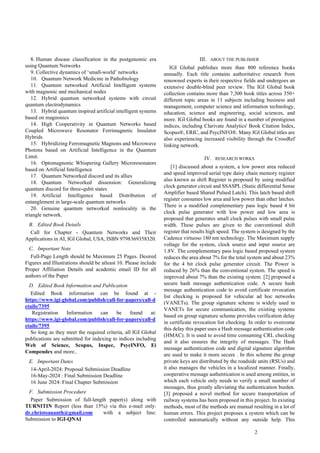 Call for Chapters- Edited Book: Quantum Networks and Their Applications in AI, IGI Global, USA ...