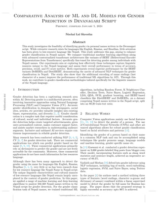 Comparative Analysis of ML and DL Models for Gender Prediction in Devanagari Script | PDF