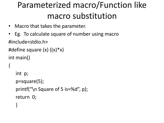 Macro And Preprocessor In C Programming Ppt