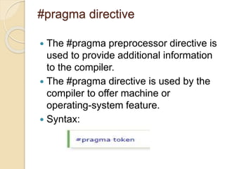 Preprocessor directives in c language | PPTX