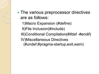 Preprocessor directives in c laguage | PPTX