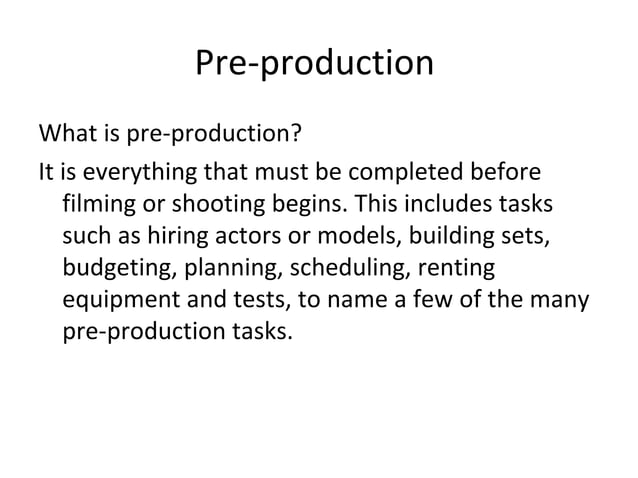 Preproduction | PPT