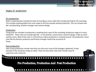 Pre production, production and post production roles within a music ...