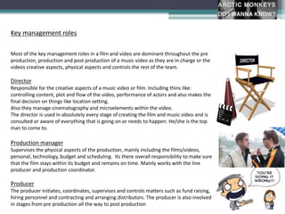 Pre production, production and post production roles within a music ...