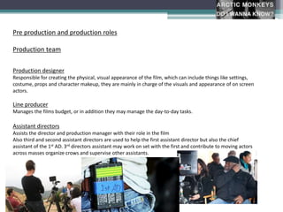 Pre production, production and post production roles within a music ...