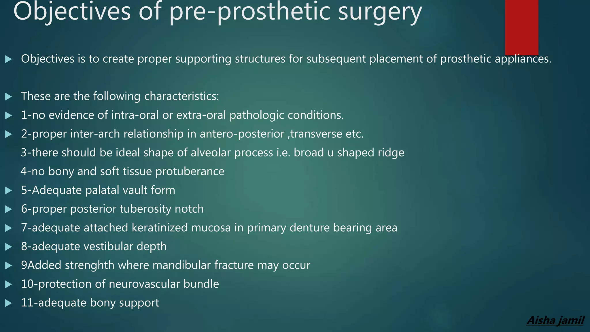Indications and pre-prosthetic procedures For making prosthesis - DR ...