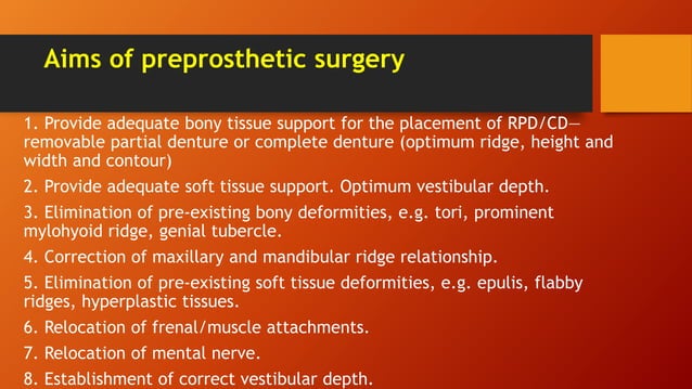 Pre prosthetic surgery | PPTX | Bone and Joint Conditions | Diseases ...