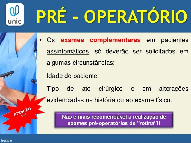 Pré e Pós Operatório em Cirurgia