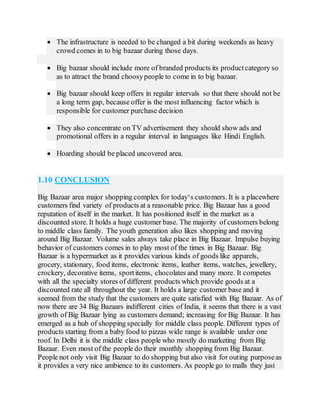 Pre purchase and post purchase behavior of costumer of big bazaar ...