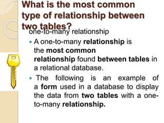 Key,ID Field and Tables Relationship | PPT