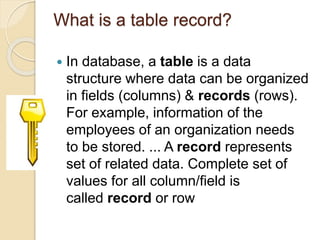 Key,ID Field and Tables Relationship | PPT