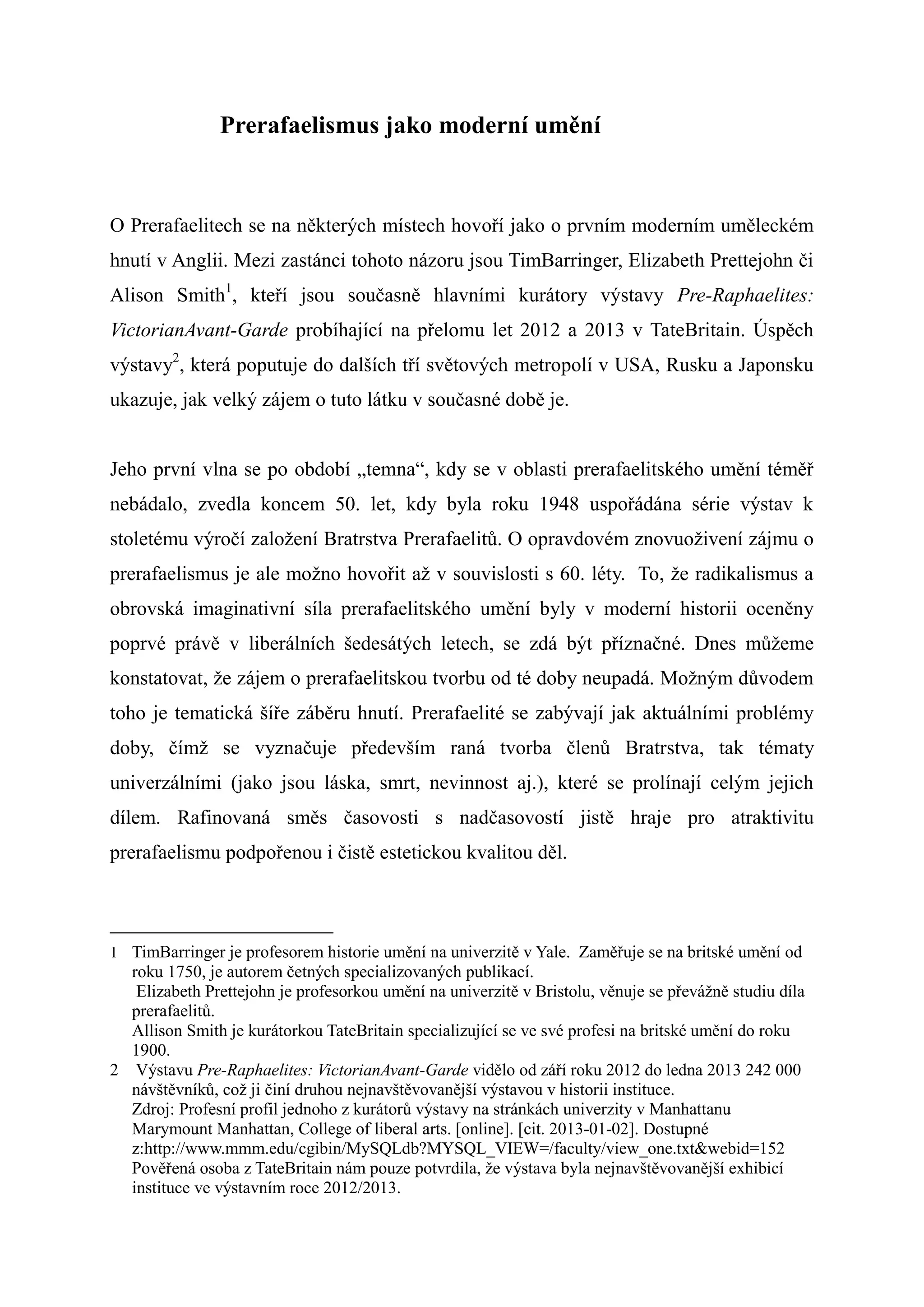Prerafaelismus jako moderní umění | DOCX