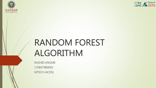 Random forest algorithm | PPTX | Computing | Technology & Computing