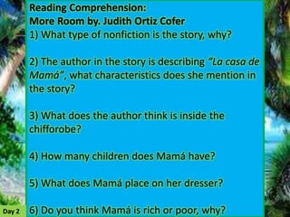 More Room by. Judith Ortiz Cofer | PPTX